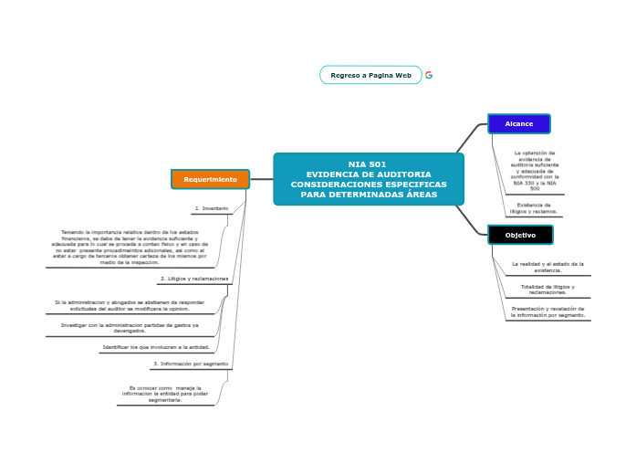 NIA 501 EVIDENCIA DE AUDITORIA CONSIDERAC...- Mind Map