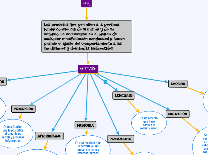 FUNCIONES DE LOS PROCESOS PSICOLOGICOS - Concept Map