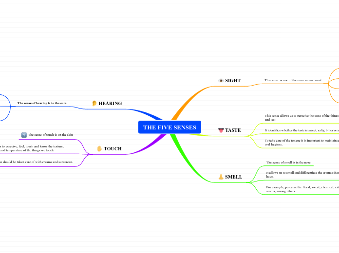 THE FIVE SENSES - Mind Map