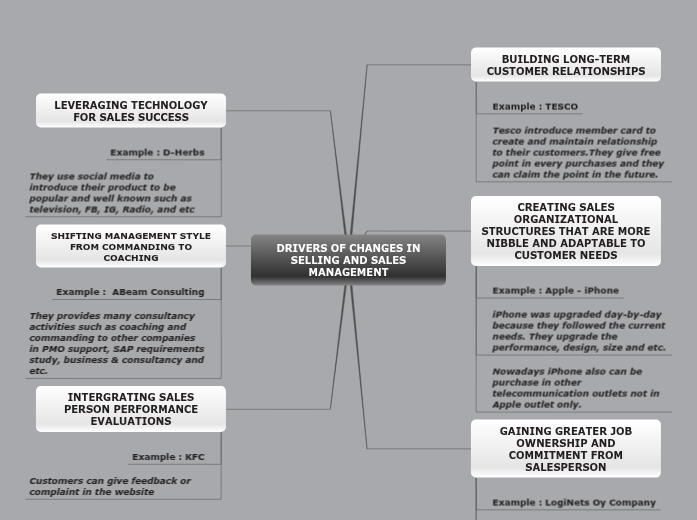 DRIVERS OF CHANGES IN SELLING AND SALES MA...- Mind Map