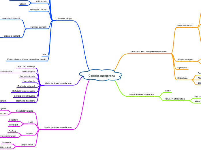Ćelijska membrana - Mind Map