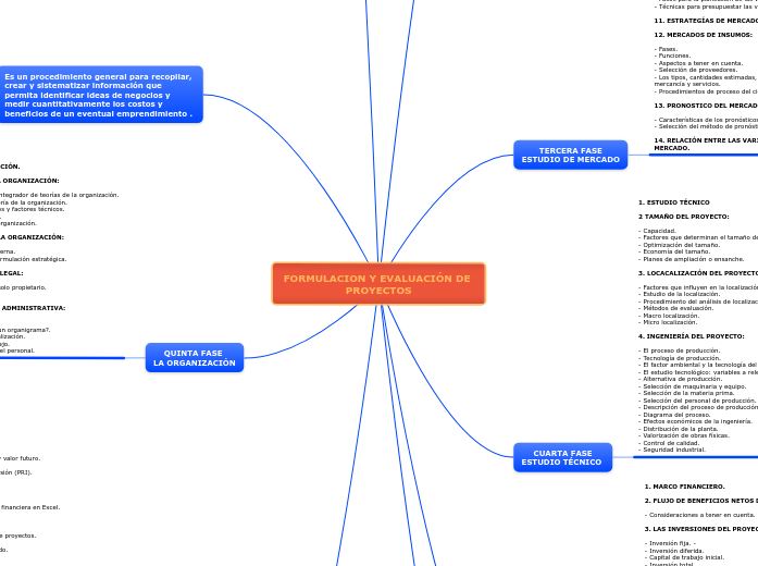 FORMULACION Y EVALUACIÓN DE PROYECTOS - Mind Map