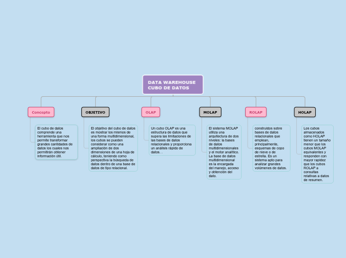 DATA WAREHOUSE CUBO DE DATOS - Mind Map