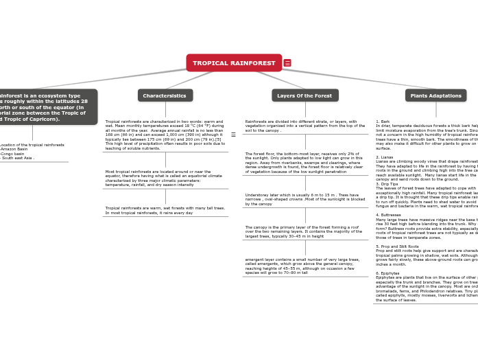 TROPICAL RAINFOREST - Mind Map