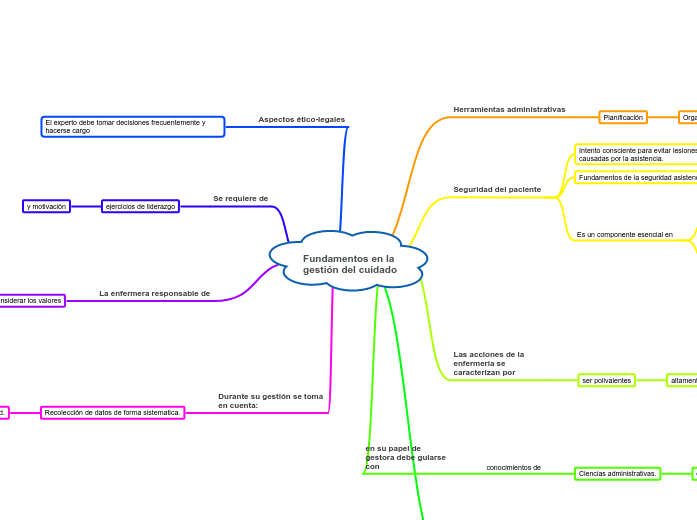 Fundamentos en la gestión del cuidado - Mind Map