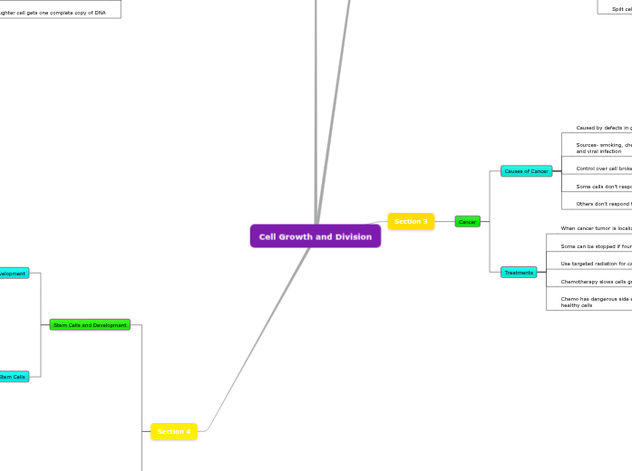 cell growth and division - Mind Map