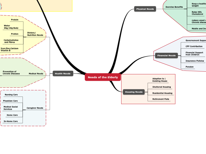 needs of the elderly - Mind Map