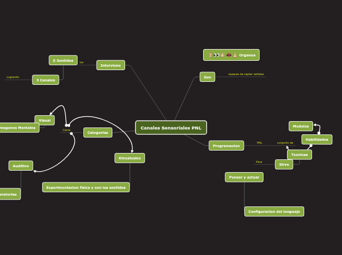 Canales Sensoriales PNL - Mind Map