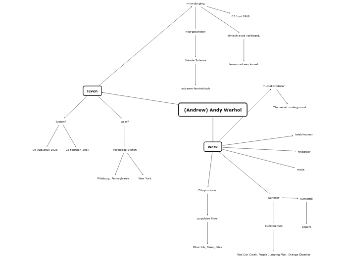 (Andrew) Andy Warhol - Mind Map