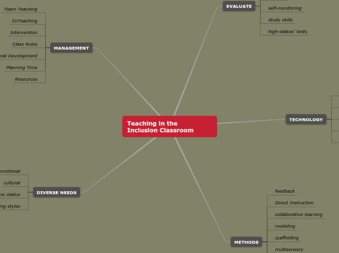 Teaching in the Inclusion Classroom - Mind Map